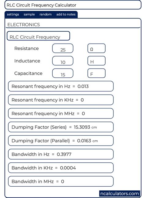 Lc Circuit Resonant Frequency Calculator Circuit Diagram