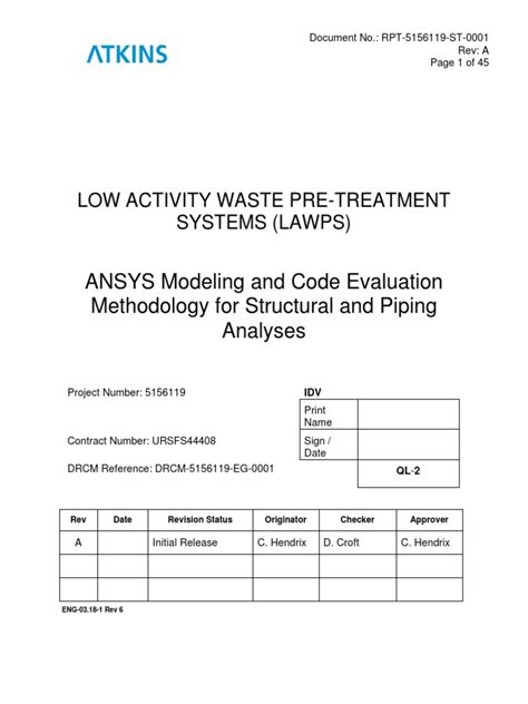 Combined Structural And Piping Analysis Methodology Ansys Pdf Pipe Fluid Conveyance