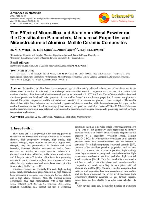 Pdf The Effect Of Microsilica And Aluminum Metal Powder On The Densification Parameters