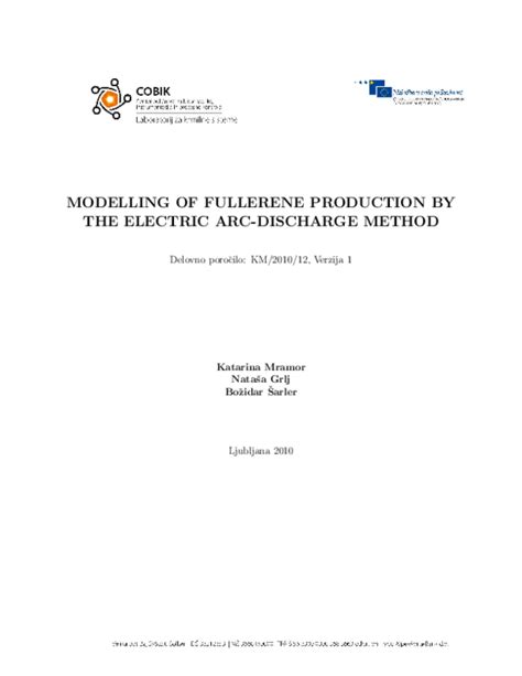 Pdf Modelling Of Fullerene Production By The Electric Arc Discharge Method