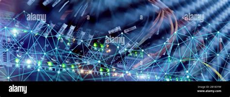 Telecommunication Global Network Structure And Networking Concept On Panoramic Server Background