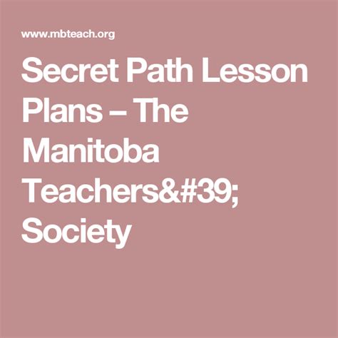 Secret Path Lesson Plans The Manitoba Teachers Society Lesson Plans Lesson How To Plan