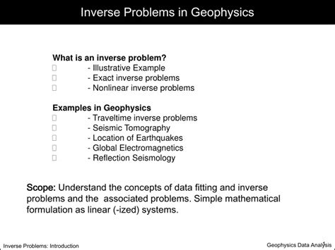 Ppt Exploring Inverse Problems In Geophysics Understanding Concepts