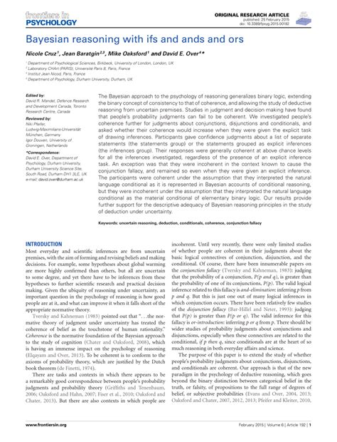 PDF Bayesian Reasoning With Ifs And Ands And Ors
