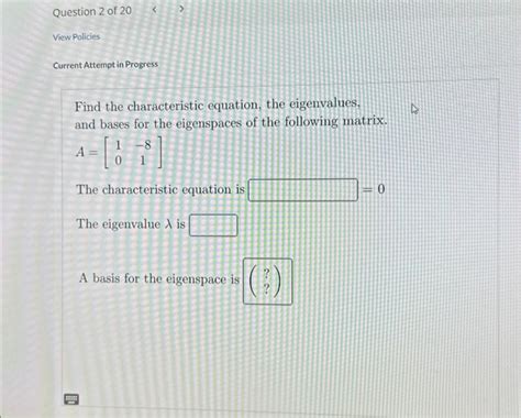 Solved Current Attempt in Progress Find the characteristic | Chegg.com