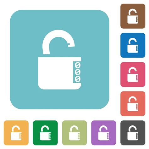 Unlocked Combination Lock Center Numbers White Icons Edged Square Buttons Stock Vector By