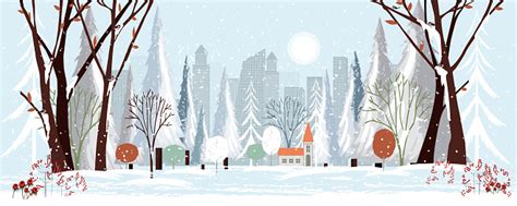 겨울 휴일 풍경 크리스마스와 새해에 파노라마 도시 풍경 배경으로 축하 마을에서 수평 배너 겨울 원더 랜드의 벡터 플랫 도시에 대한 스톡 벡터 아트 및 기타 이미지 Istock