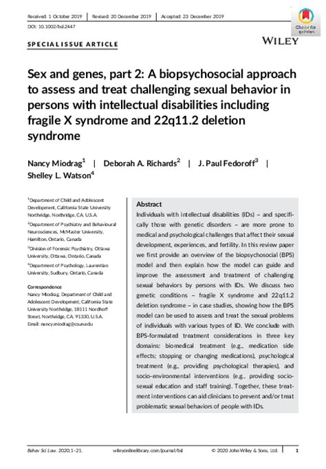 Pdf Sex And Genes Part 2 A Biopsychosocial Approach To Assess And Treat Challenging Sexual Pdf Sex And Genes Part 2 A Biopsychosocial Approach To Assess And Treat Challenging Sexual