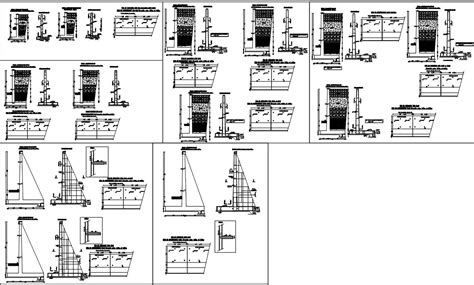 Formwork And Reinforcement Retaining Wall Design In Autocad 2d Drawing Cad File