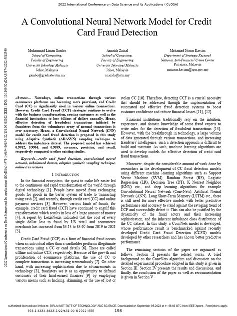 A Convolutional Neural Network Model For Credit Card Fraud Detection