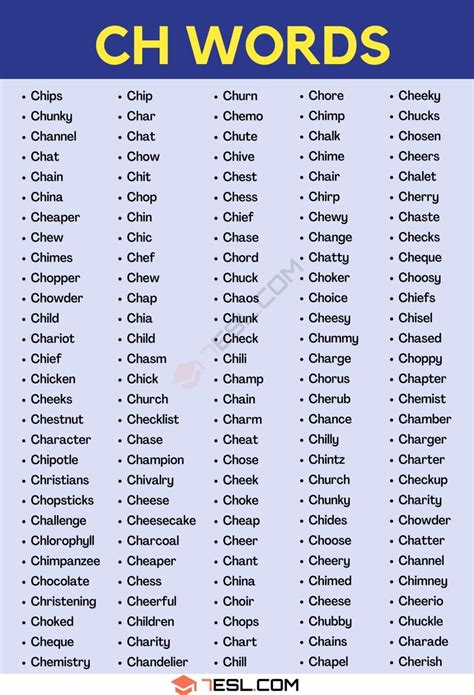 Ch Words Words In English Esl