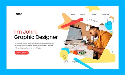 Free Vector Flat Design Graphic Designer Landing Page