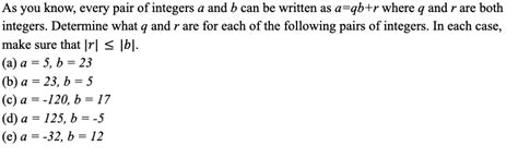 Solved As You Know Every Pair Of Integers A And B Can Be Chegg Com