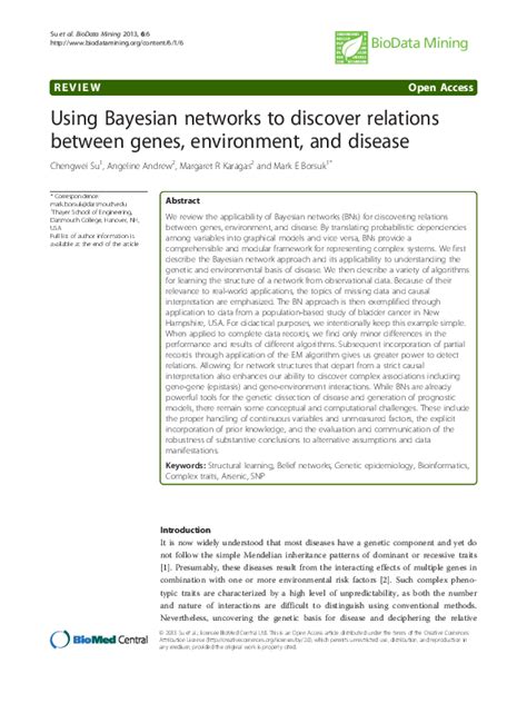 Pdf Using Bayesian Networks To Discover Relationships Between