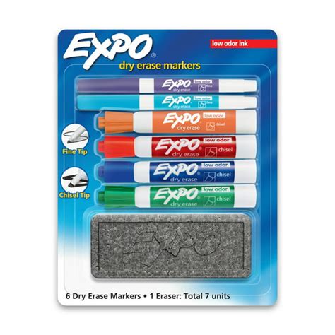 Expo Low Odor Dry Erase Markers Chisel And Fine Tip Assorted Colors