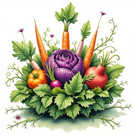 Free Royal Vegetable Crown Image Vegetables Watercolor Cabbage