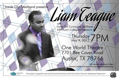 Inside Out Steelband Presents Liam Teague In Concert May 4 2017 7pm One World Theatre