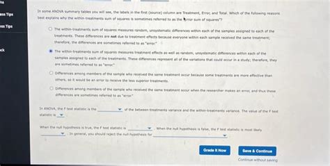 Attempts Keep The Highest ANOVA Calculations Chegg Com