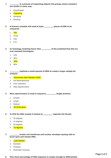 solution bioinformatics ii bif501 multiple choice questions mcqs and