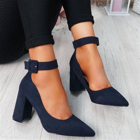 Ennya Navy Block Heel Pumps Navy Block Heels Pumps Heels Block