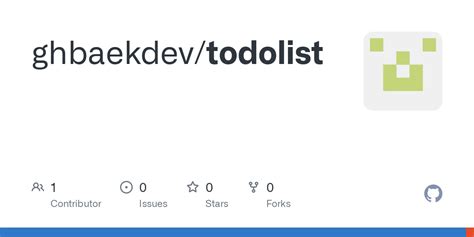 Github Ghbaekdevtodolist