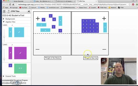 Cpm Etools Algebra Tiles Youtube