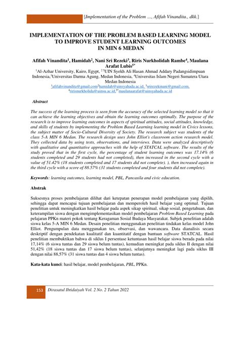 PDF IMPLEMENTATION OF THE PROBLEM BASED LEARNING MODEL TO IMPROVE Babe LEARNING OUTCOMES IN