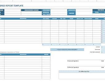 Expense Report Template Etsy