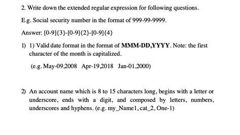 Solved Part II Regular Expression Chose Match Es For Chegg