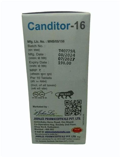 Canditor 16mg Tablets At ₹ 198 Strip Mumbai Id 2855821610562