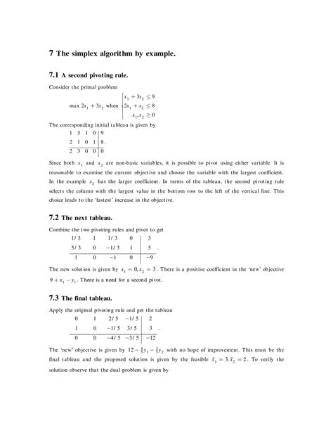 the simplex algorithm by example lecture notes math 444 docsity