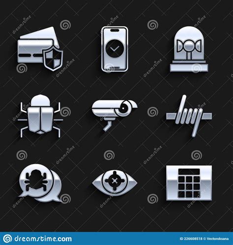 Set Security Camera Eye Scan Password Protection Barbed Wire System Bug Flasher Siren And