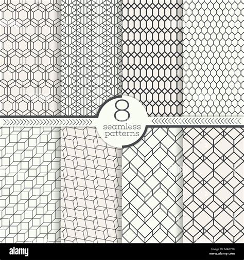 Set Of Eight Seamless Patterns Modern Stylish Textures Regularly Repeating Geometrical