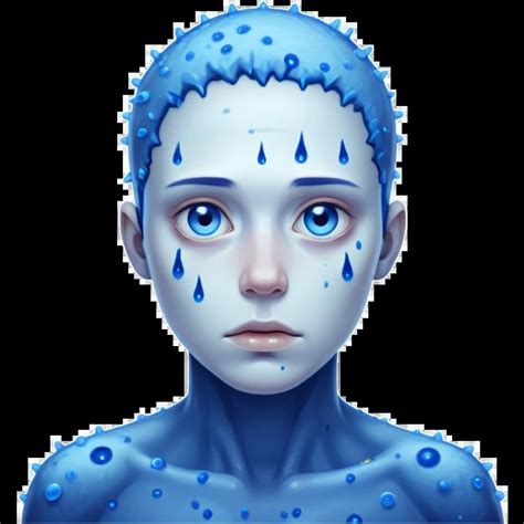 Dehydrated Sullen Face Covered In Glowing Blue Spores Emoji Ai Emoji