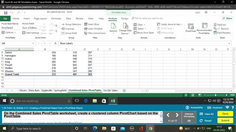 Solved On The Combined Sales Pivottable Worksheet Create A