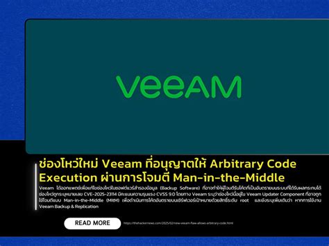 New Veeam Vulnerability Allows Arbitrary Code Execution Via Man In The Middle Attack Thailand