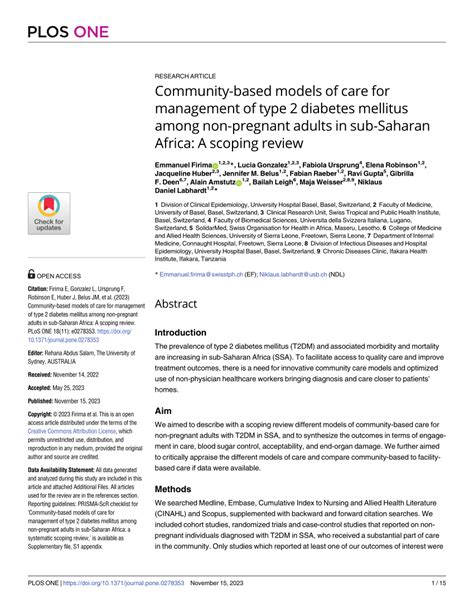 Pdf Community Based Models Of Care For Management Of Type 2 Diabetes