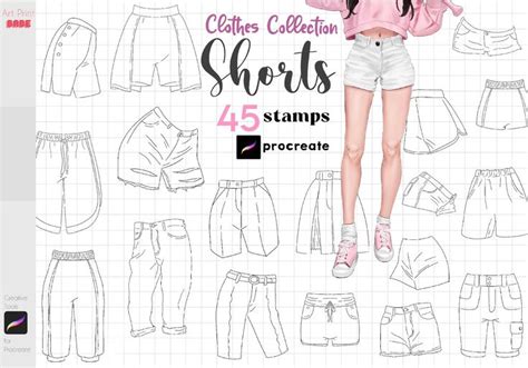 Procreate Shorts Stamps Cloth Guides In 2024 Babe Clothes Clothes Collection Manga Clothes