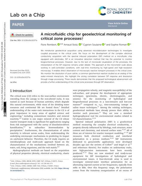 Pdf Lab On A Chip A Microfluidic Chip For Geoelectrical Monitoring Of