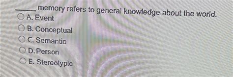 solved memory refers to general knowledge about the world a