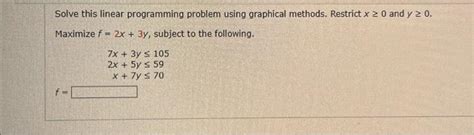 Solved Solve This Linear Programming Problem Using Graphical Chegg