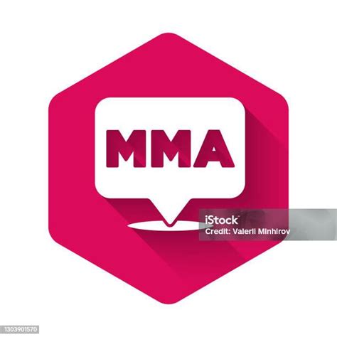 화이트 파이트 클럽 Mma 아이콘은 긴 그림자 배경으로 격리 혼합 무술 핑크 육각형 버튼 벡터 가라테에 대한 스톡 벡터 아트 및 기타 이미지 Istock