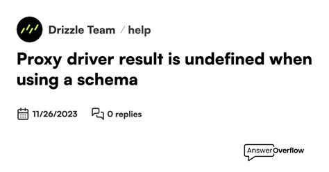 Proxy Driver Result Is `undefined` When Using A Schema Drizzle Team
