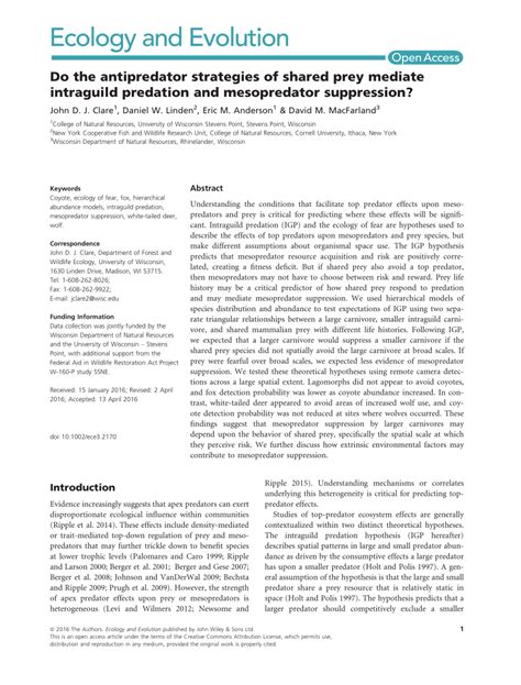 Pdf Do The Antipredator Strategies Of Shared Prey Mediate Intraguild