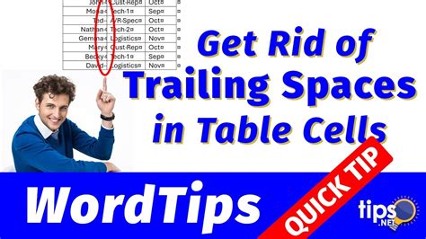 getting rid of trailing spaces in table cells youtube