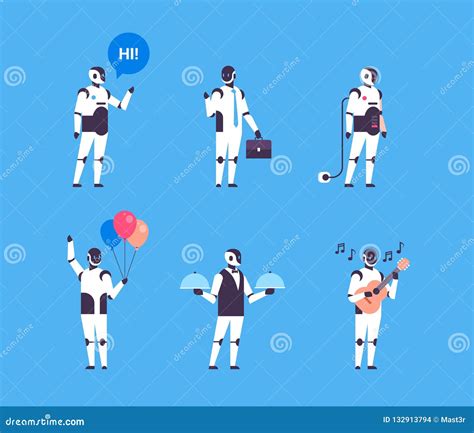 Set Bot Helper Robot Personal Assistant Diversity Professions