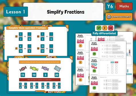 Year 6 Fractions Simplify Fractions Lesson 1 Grammarsaurus Australia