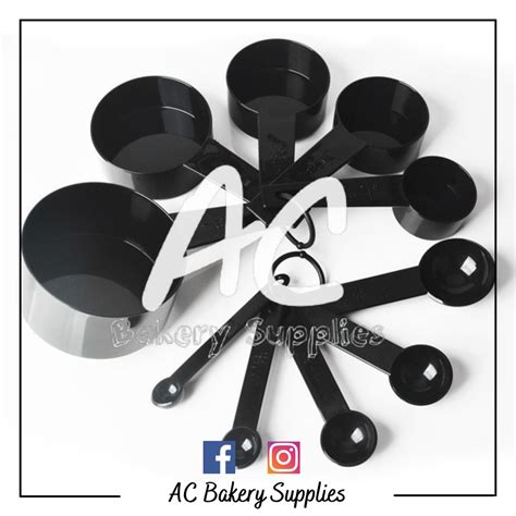[ready Stock] 10pcs Measuring Spoon Measuring Cups Black Baking Cooking Kitchen Tools Alat Ukur