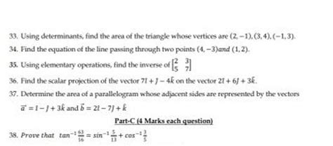 33 using determinants find the area of the triangle whose vertices are
