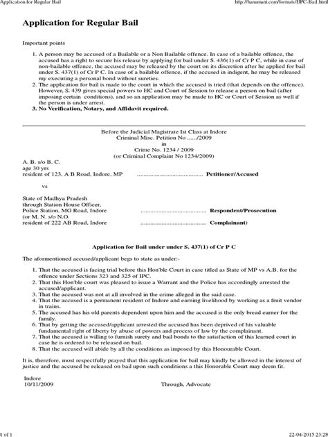 Application For Regular Bail Pdf Bail Criminal Law
